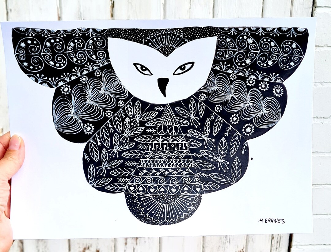Owl Black Owl Abstract Owl Abstract Art Doodleart Gothic Art Black and ...