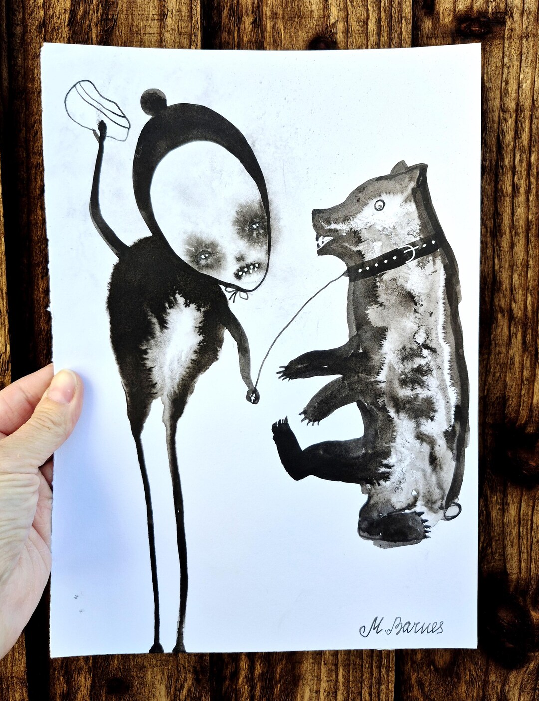 Original Ink Drawing: Abstract Folk Art, Black & White A4 - Etsy