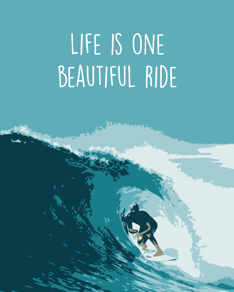 Surf and Life Poster Downloadable Wall Art Ocean Print - Etsy