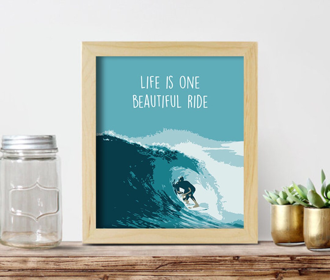 Surf and Life Poster Downloadable Wall Art Ocean Print - Etsy