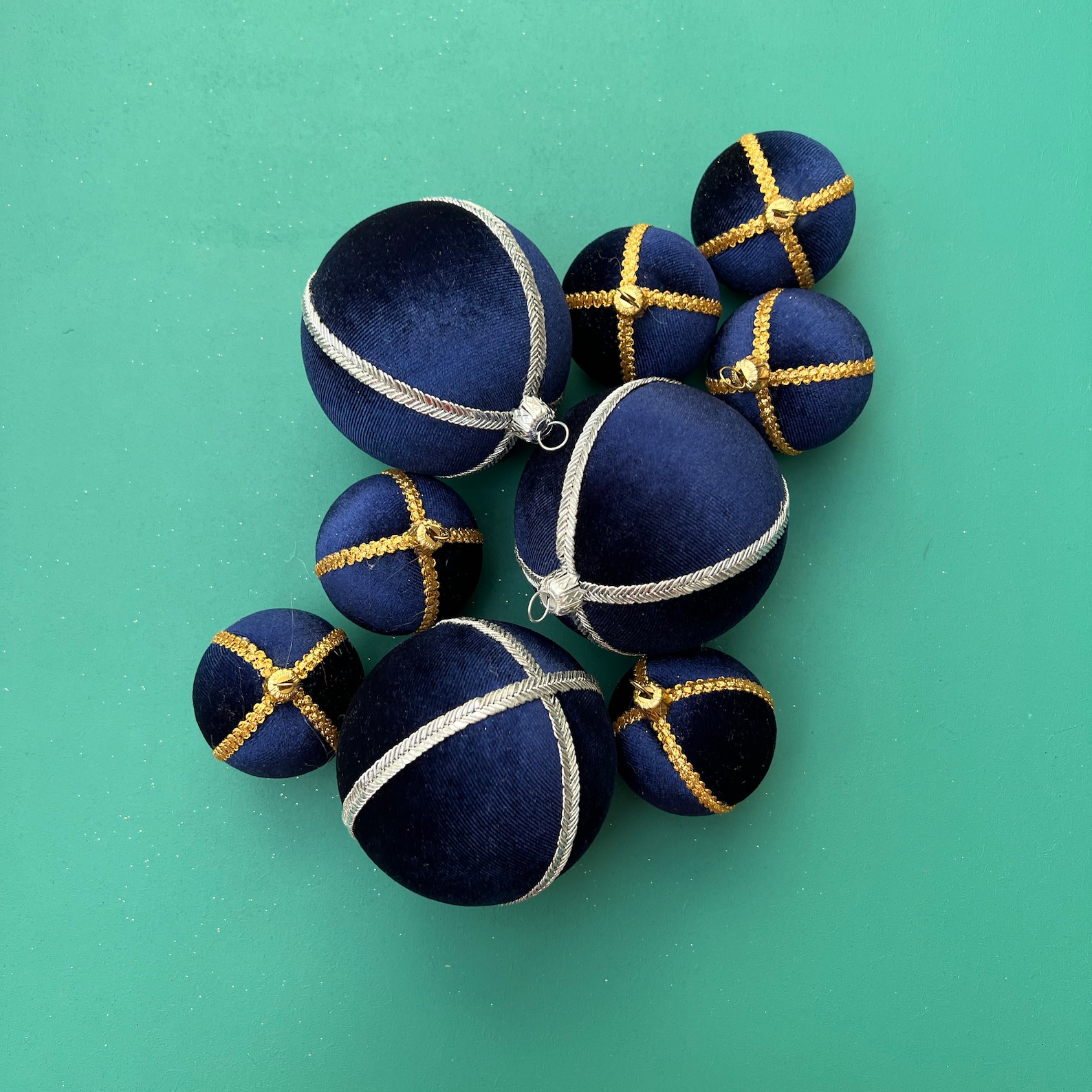Limited Edition Deep Blue Velvet Bauble | Handmade | Silver Trim | Eco ...