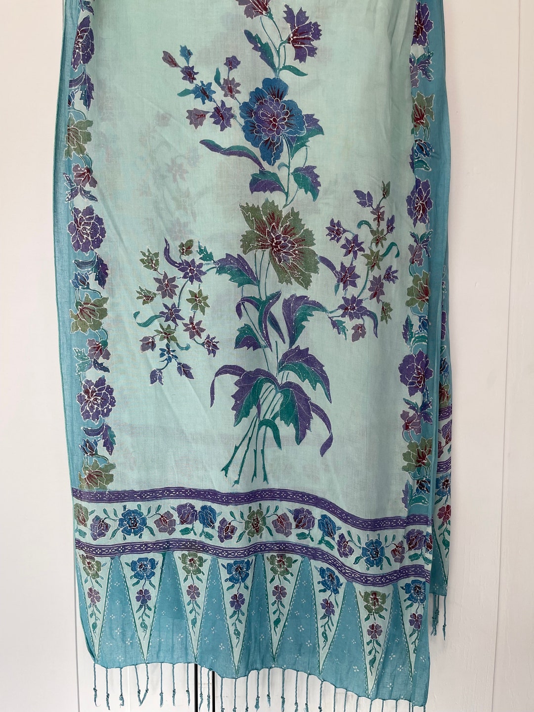 Blue Java Handmade Batik Scarf - Etsy