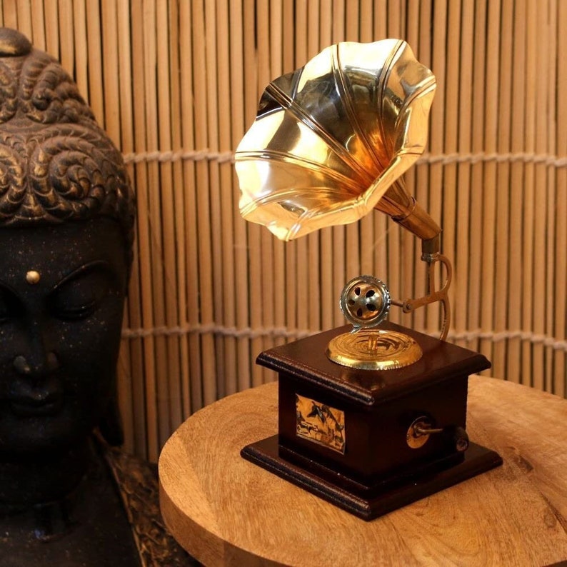 SAARTHI Rajasthani Antique Brass Gramophone Miniature | Musical Dummy ...