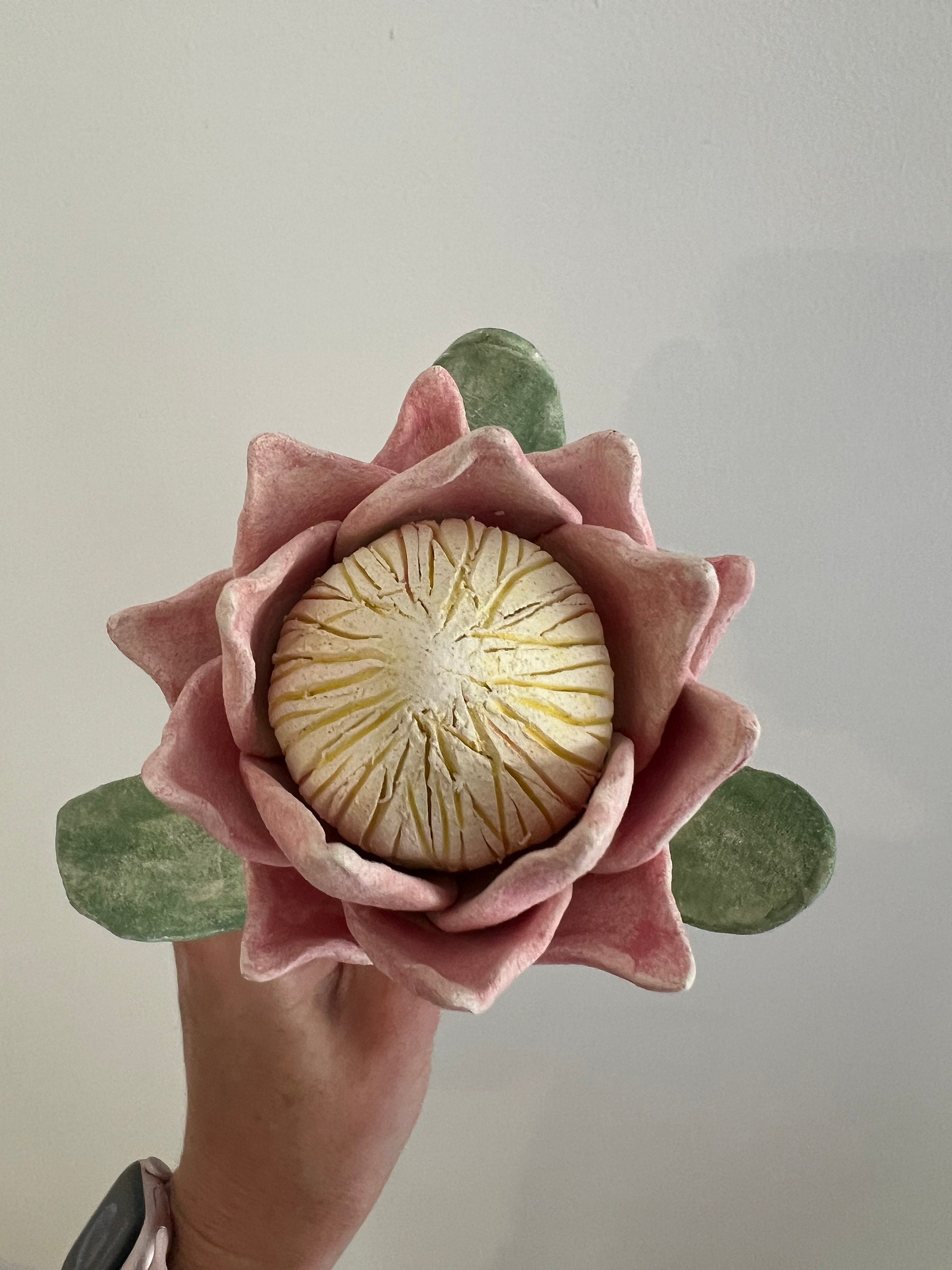 1 Large Ceramic Protea Flower Stem With Leaves Unique Gift Idea ...