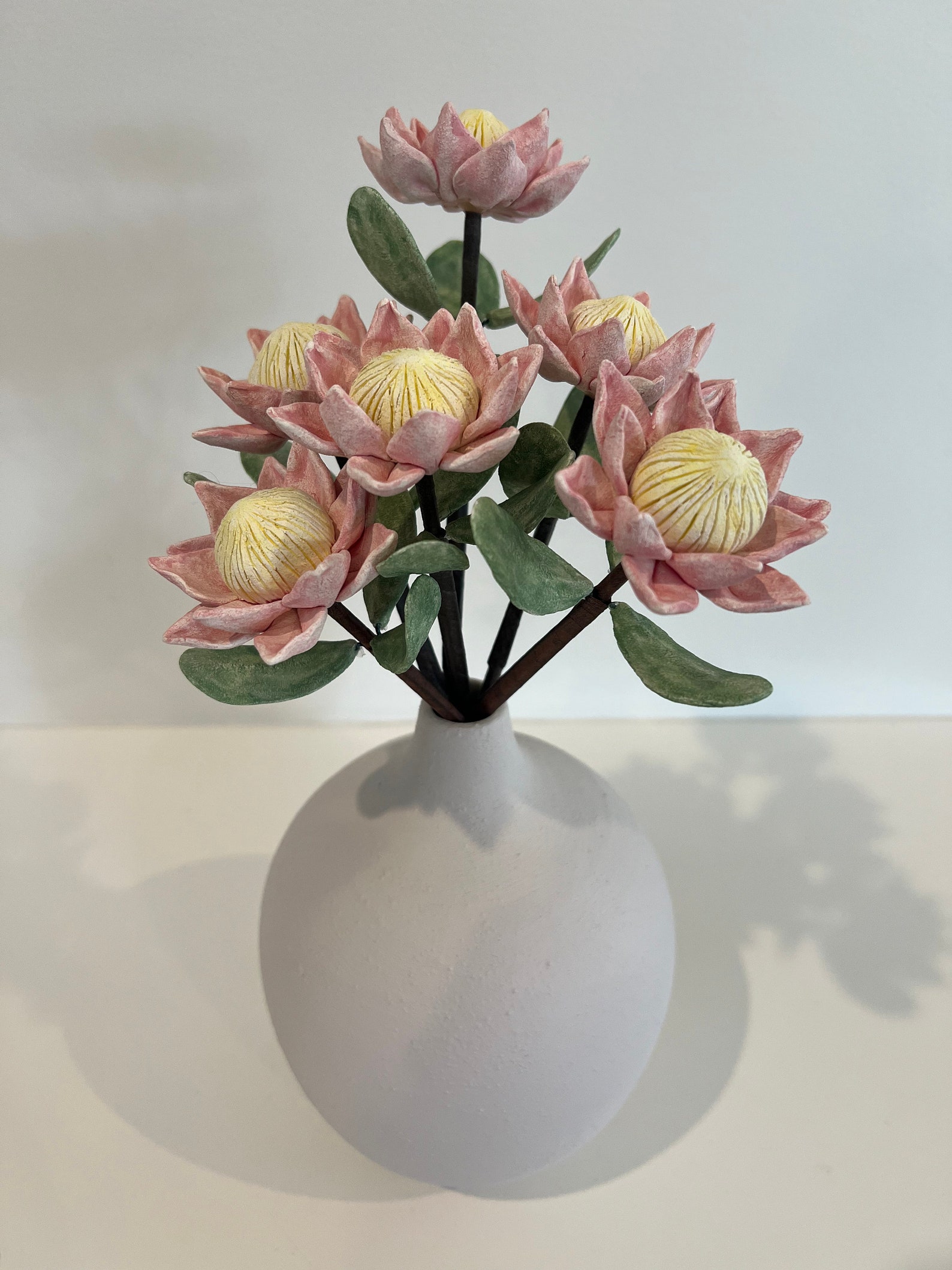 1 Small Ceramic Protea Flower Stem With Leaves - Unique Gift Idea ...