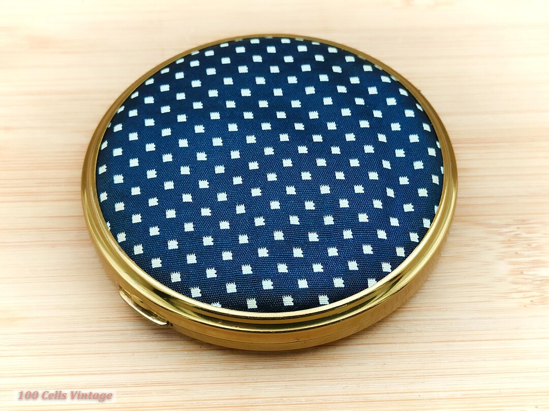 Fabric Covered Blue and White-vintage Make Up/powder Compact-0re ...