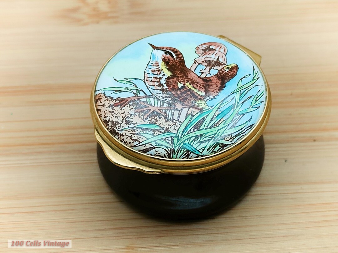 Wren/bird RSPB TKS Enamel-vintage Trinket/pill/snuff Box 201 - Etsy