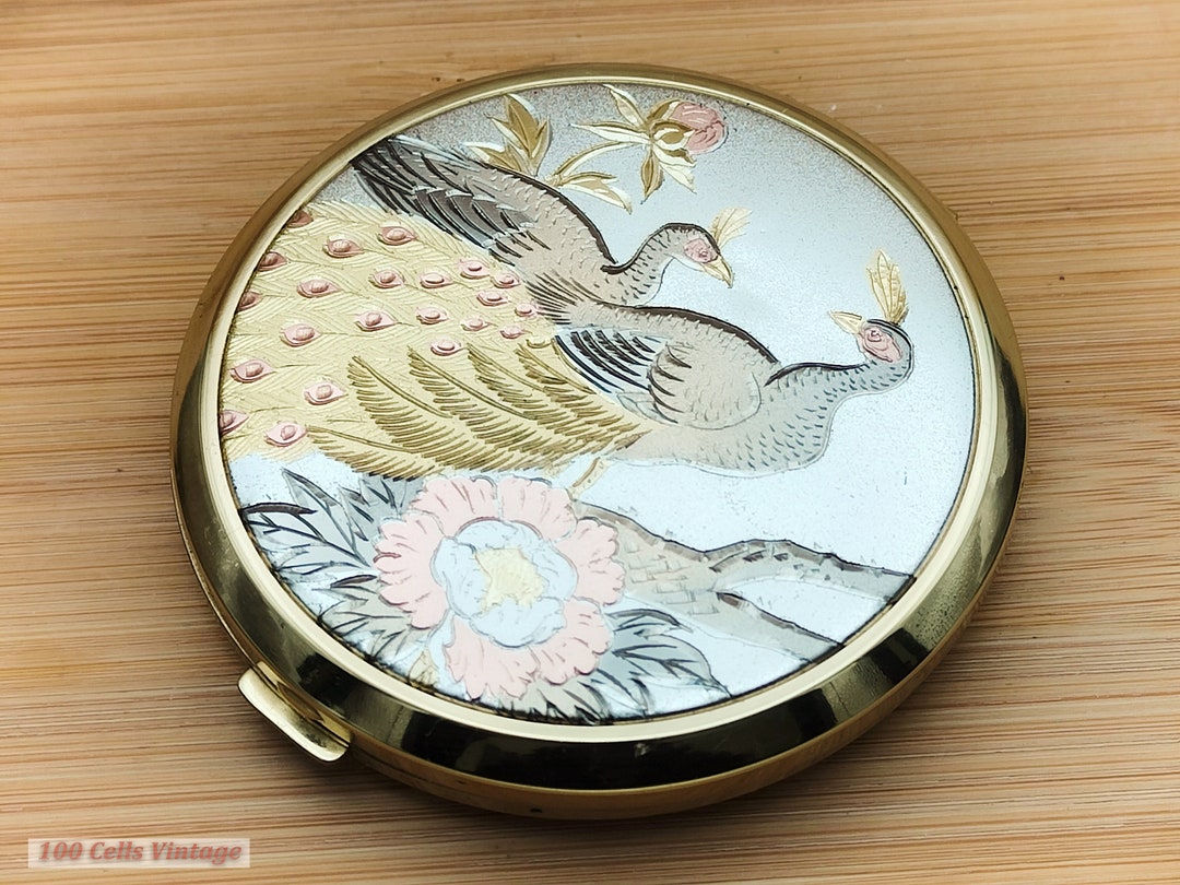 Peacocks/birds-japanese Made-vintage Ladies Powder Compact -cvi ...