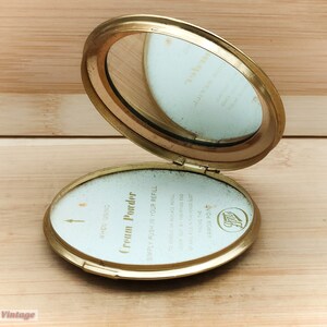 Boots Gold and White Floral Rose-vintage Ladies Powder Compact-0li ...