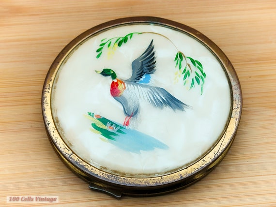 Mascot-Duck-Vintage Ladies Powder Compact -cgr - Gem