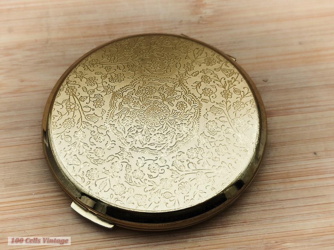 Stratton Gold Tone Floral Pattern-vintage Ladies Powder Compact-0bl - Etsy