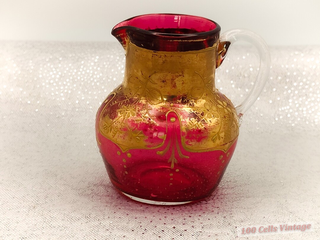 Red & Gold Vintage Collectable Small Glass Jug-7.5cm - Etsy