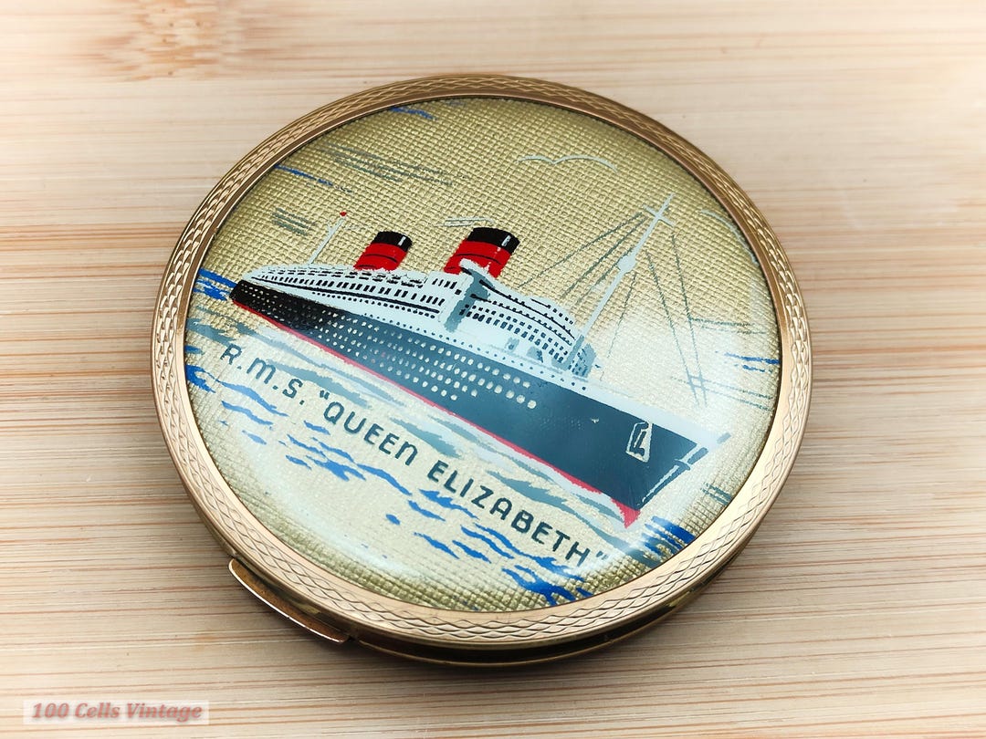 Stratton RMS Queen Elizabeth Ocean Liner Vintage Make Up/powder Compact ...