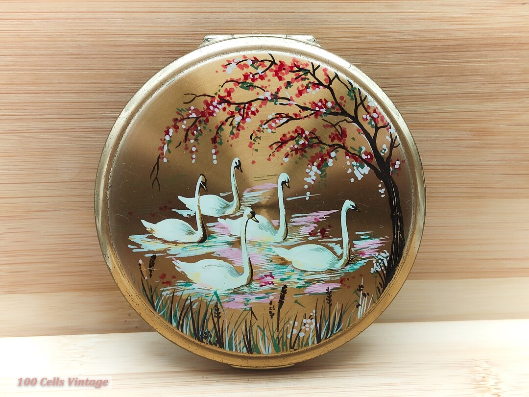 Stratton Swans/birds Vintage Ladies Powder Compact cli - Etsy