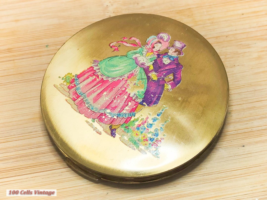 Stratton AS SEEN Courting Couple-vintage Make Up/powder Mirror Compact ...