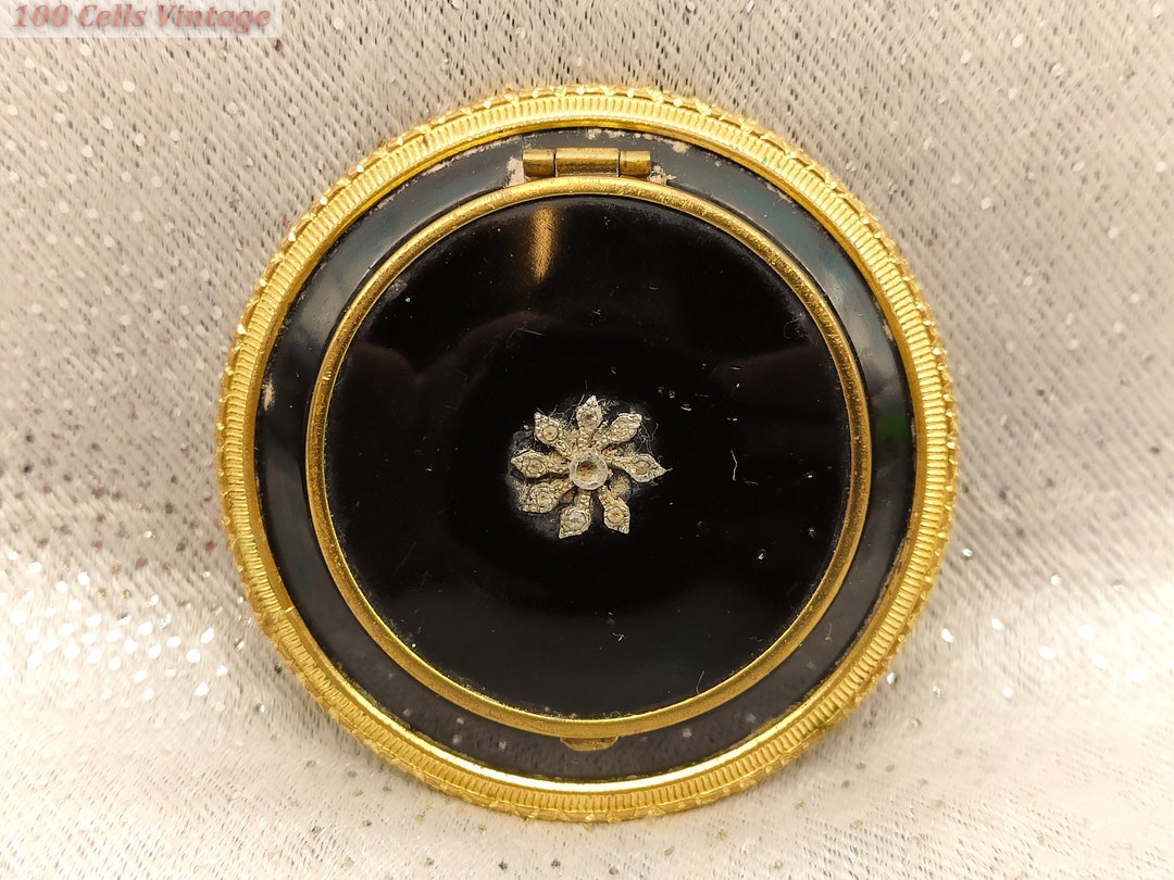 Elegant Black & Gold Vintage Ladies Powder Compact-6.5cm - Etsy
