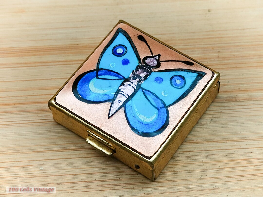 Blue Butterfly-4cm-vintage Trinket/pill/snuff Box 0or Keepsake Box ...