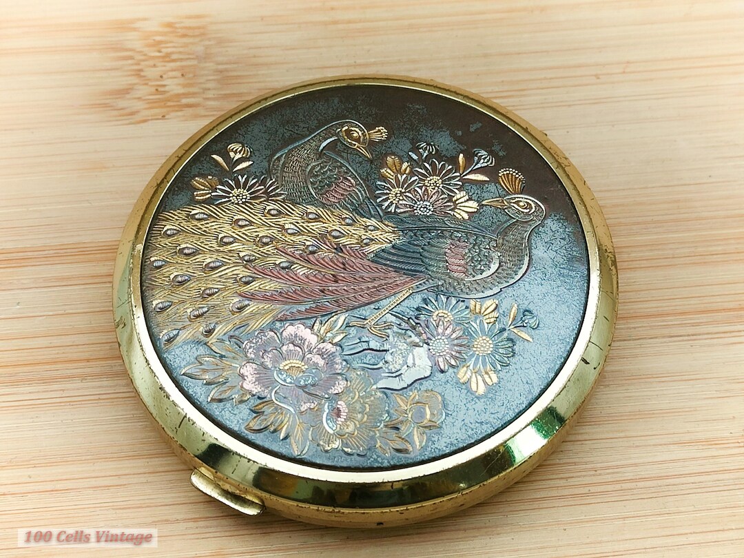 Peacock-japanese Made-vintage Make Up/powder Compact-0ye, Compact ...