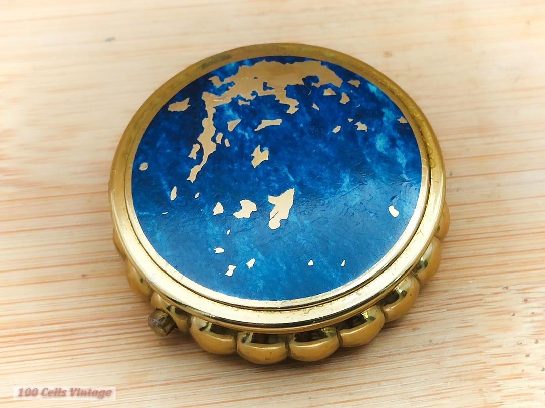 Kigu Distressed Blue and Gold-4cm-vintage Trinket/pill Box 1gr Keepsake ...