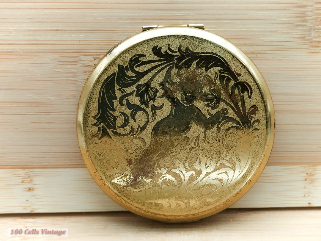 Stratton Gold Tone Angel/cherub-vintage Ladies Powder Compact-1te - Etsy