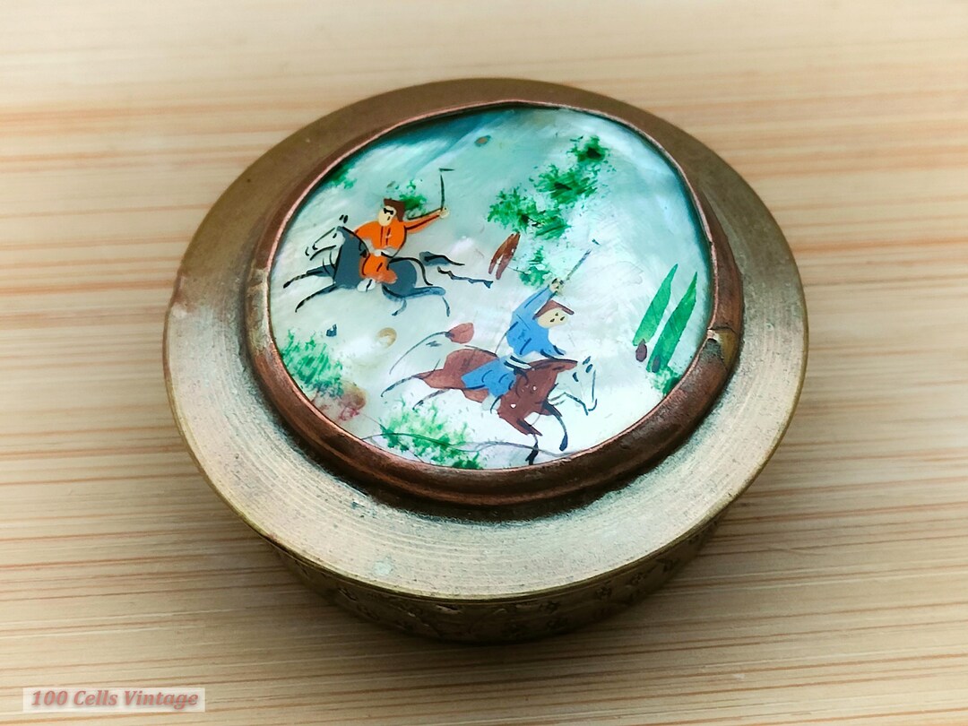 Persian Hand Painted Tiny Mother of Pearl 5cm-vintage Trinket/pill/snuff Box 203 - Etsy