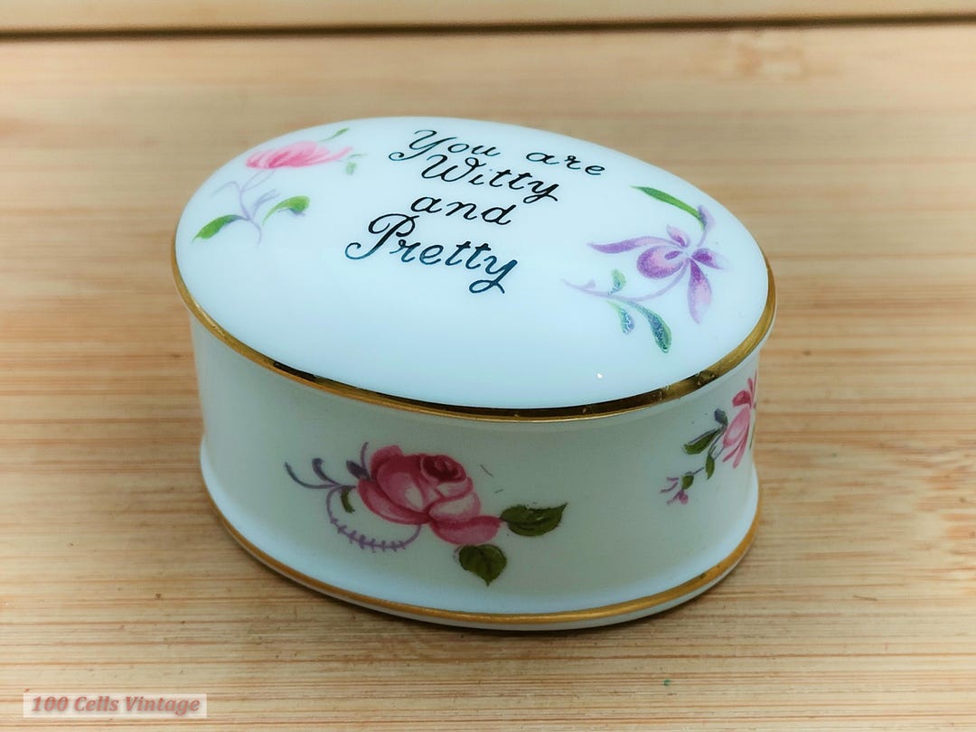 You Are Witty and Pretty White Porcelain-5cm-vintage Trinket/jewellery ...