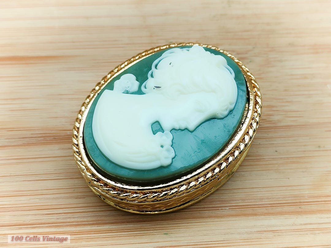 Green Cameo Style Portrait -5cm-vintage Trinket/pill/snuff Box-202 ...