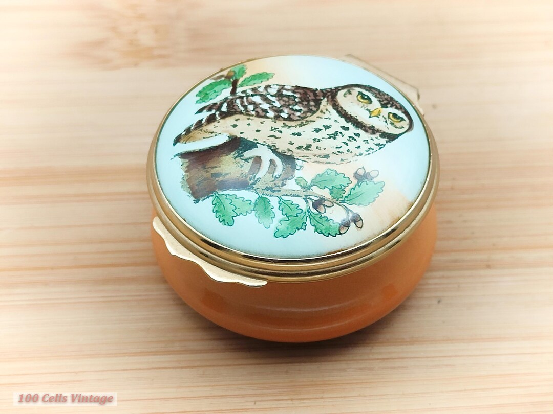 Halcyon Days-owl/bird-5cm-vintage Trinket/pill/snuff Box 201 - Etsy