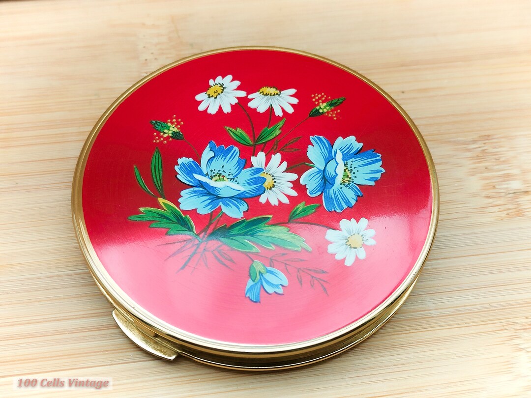Metallic Red Floral-vintage Ladies Powder Compact 0vi - Etsy