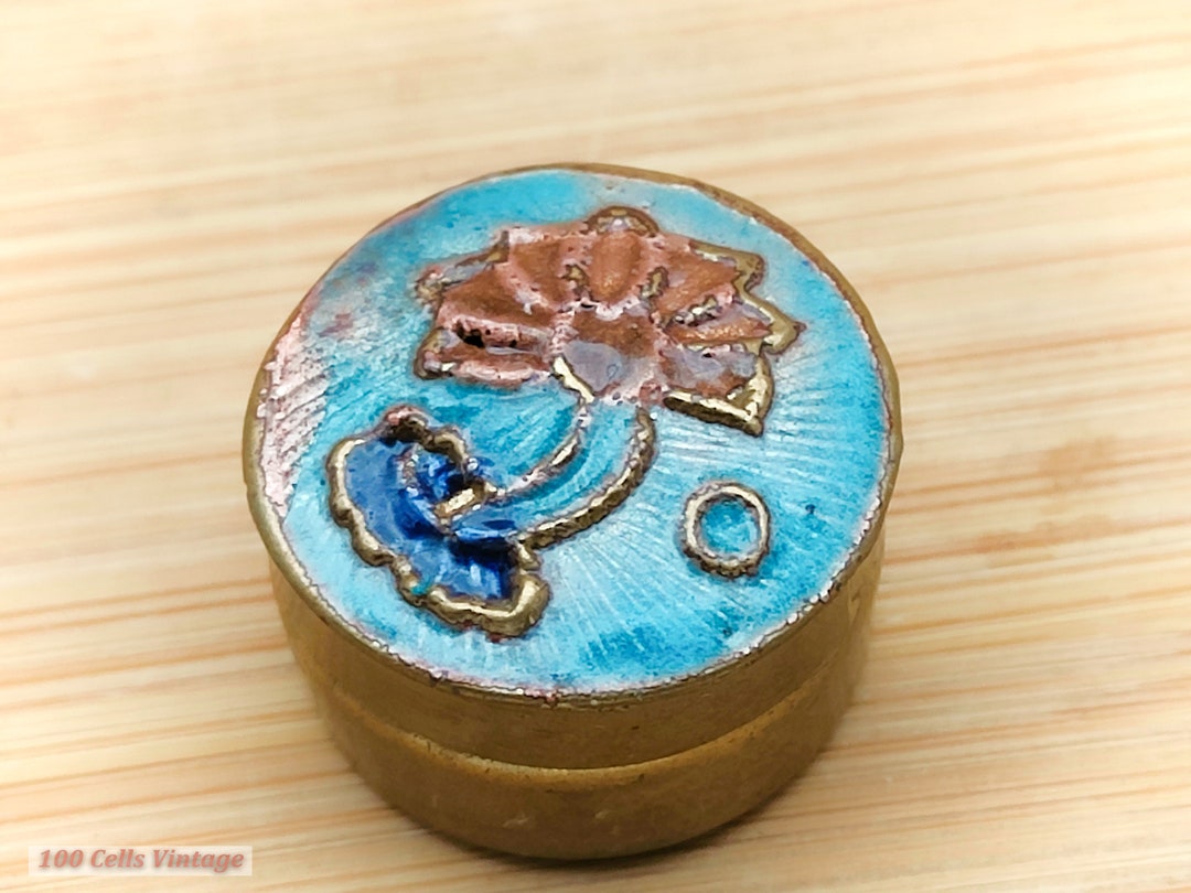Tiny Floral Asian Cloisonne Vintage Pill/trinket/snuff Box -cli Keepsake Box, Jewelry Box ...