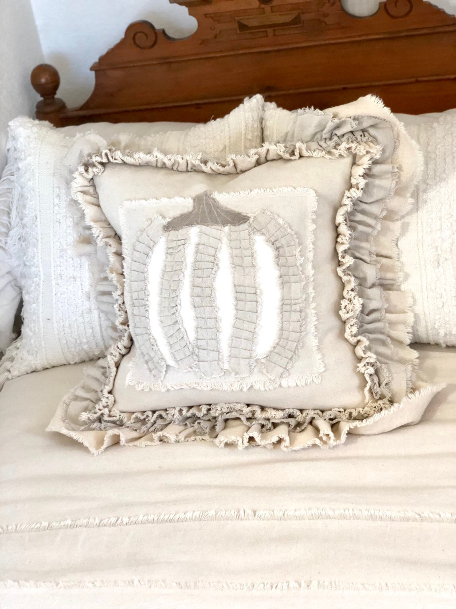 Custom Pillow Case with Ruffled PumpkinHandmade PillowFrench | Etsy