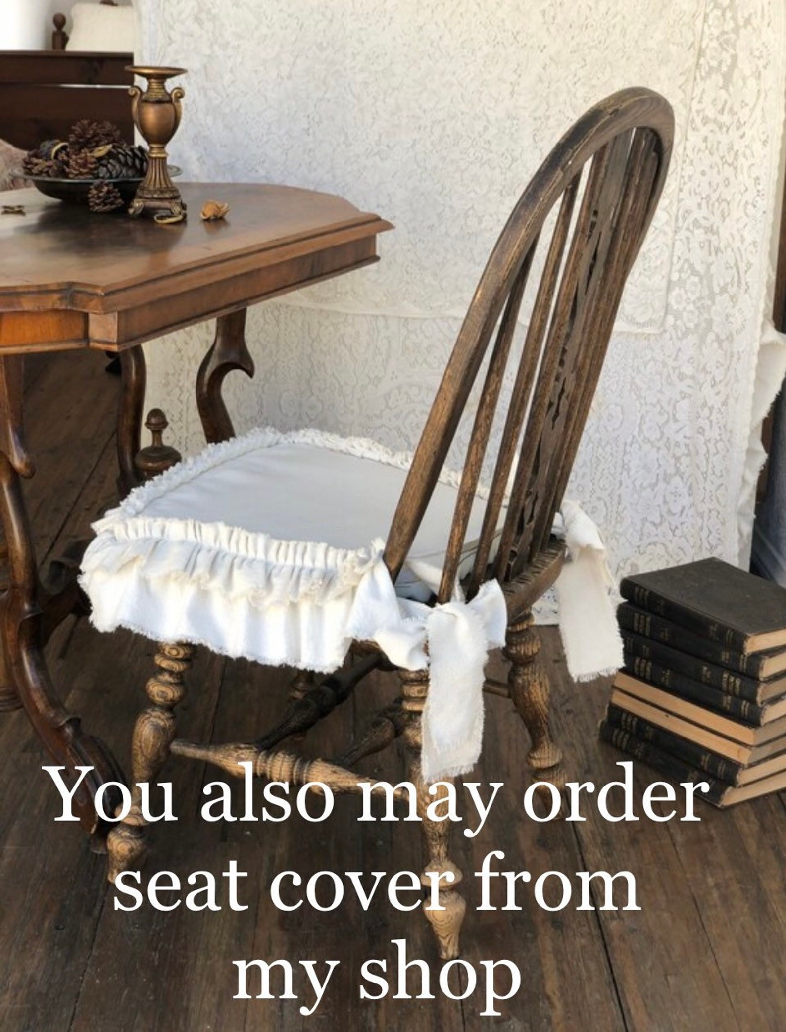 Custom Chair Back Cover,with Raw Frayed Edges Ruffles,ivory Cotton,back ...
