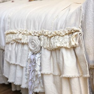 Custom Bed Scarf Bed Runner Long multi ruffle ivory White | Etsy