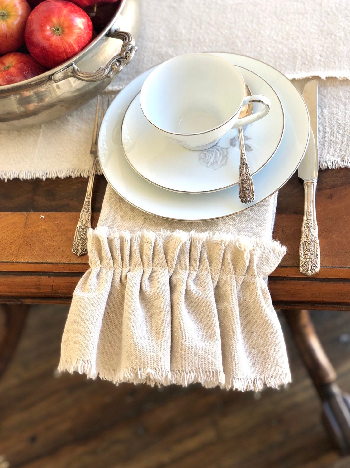 Modern Farmhouse Cotton Napkins,rustic Fringes Ruffled Napkin,soft ...