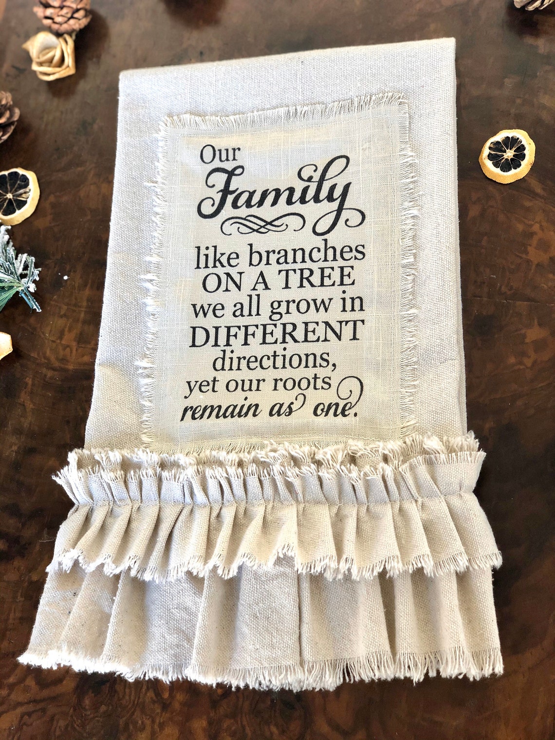 Unique Kitchen Towels With Ruffle,our Family,funny Saying,farmhouse Tea ...