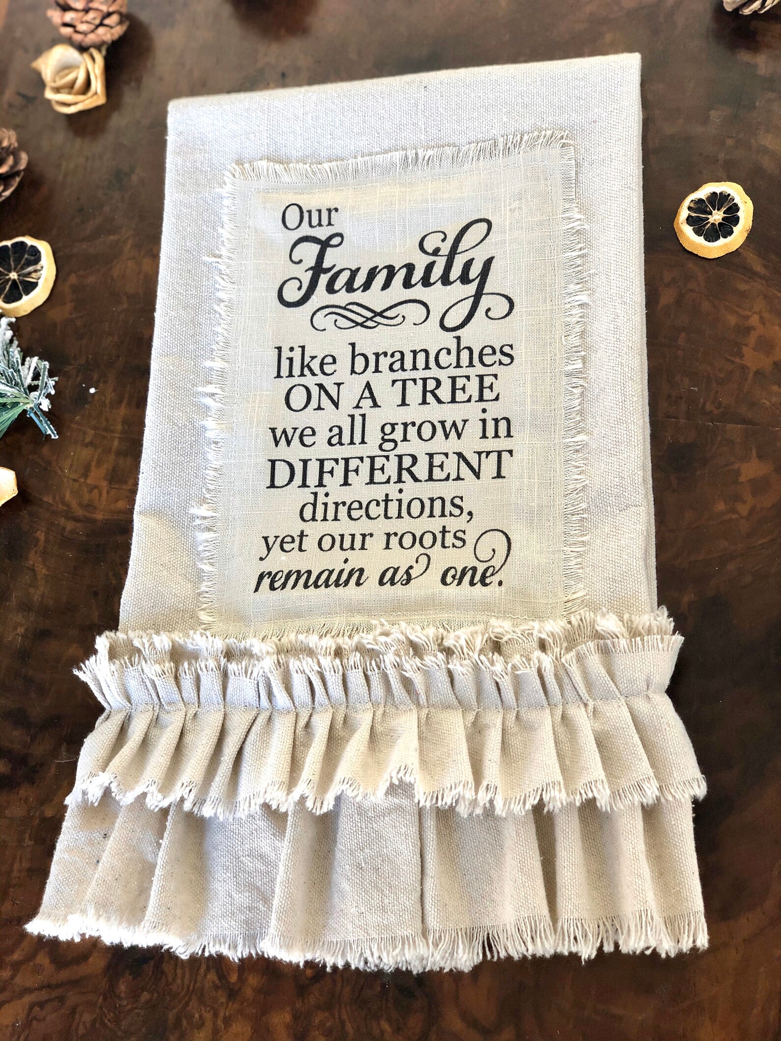 Unique Kitchen Towels With Ruffle,our Family,funny Saying,farmhouse Tea ...