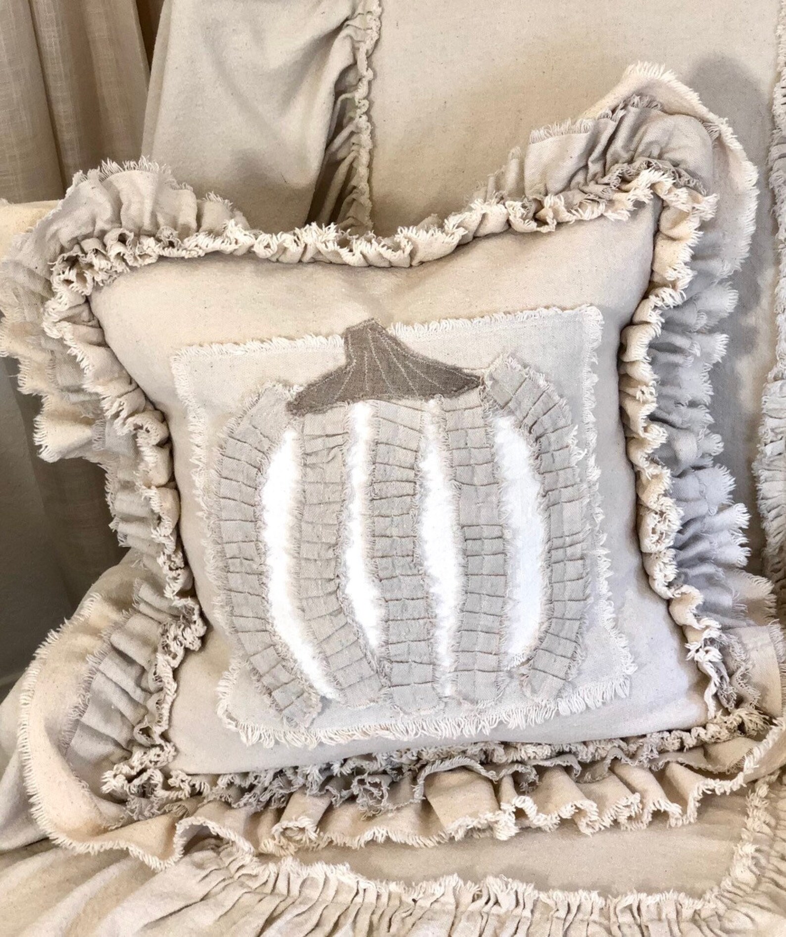 Custom Pillow Case with Ruffled PumpkinHandmade PillowFrench | Etsy