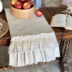 Custom Made Table Runner,dresser Runner With Ruffles and Lace,dining ...