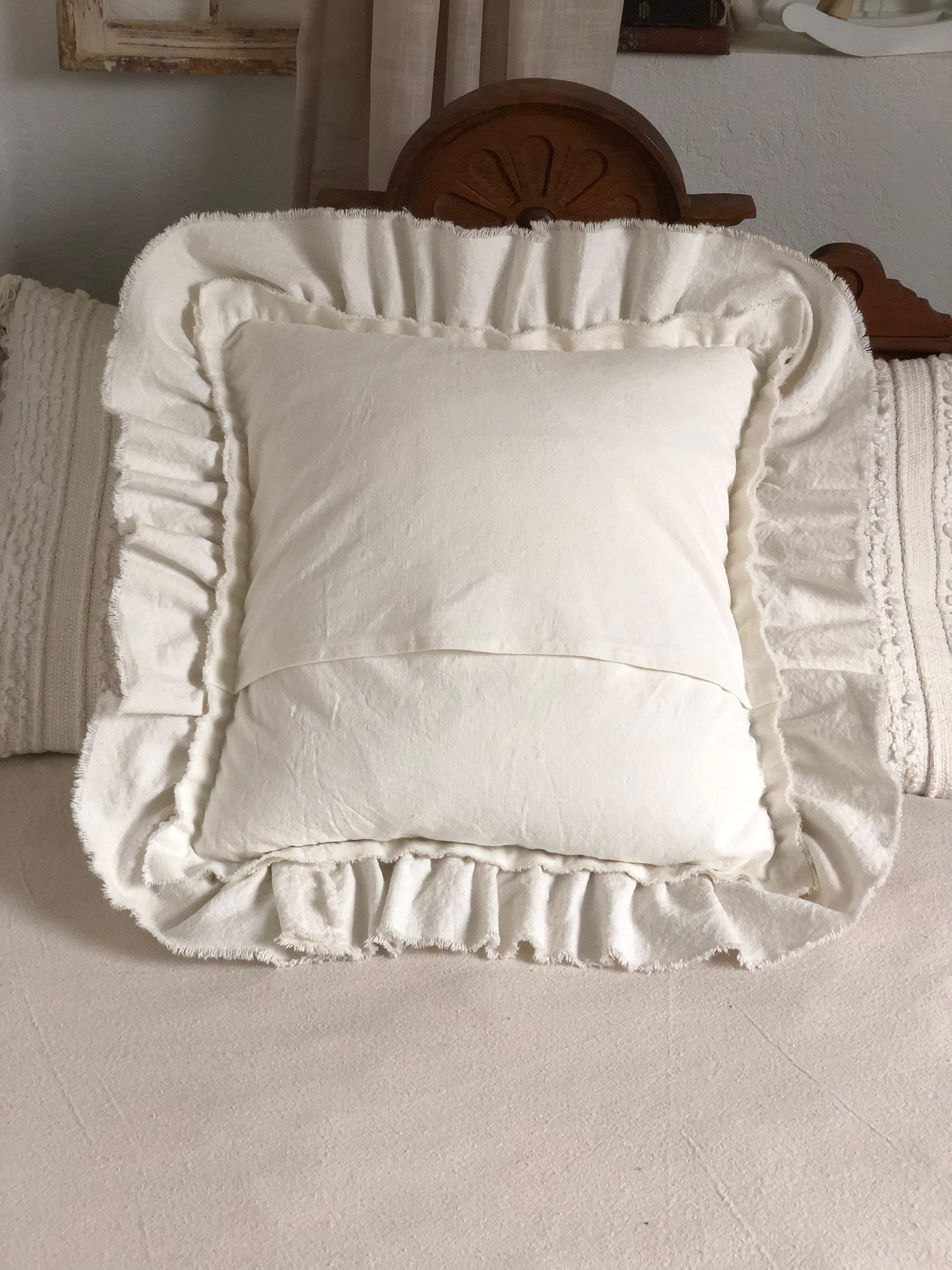 Custom Pillow Canvas Cover Case With Ruffles Sayings Rose French ...