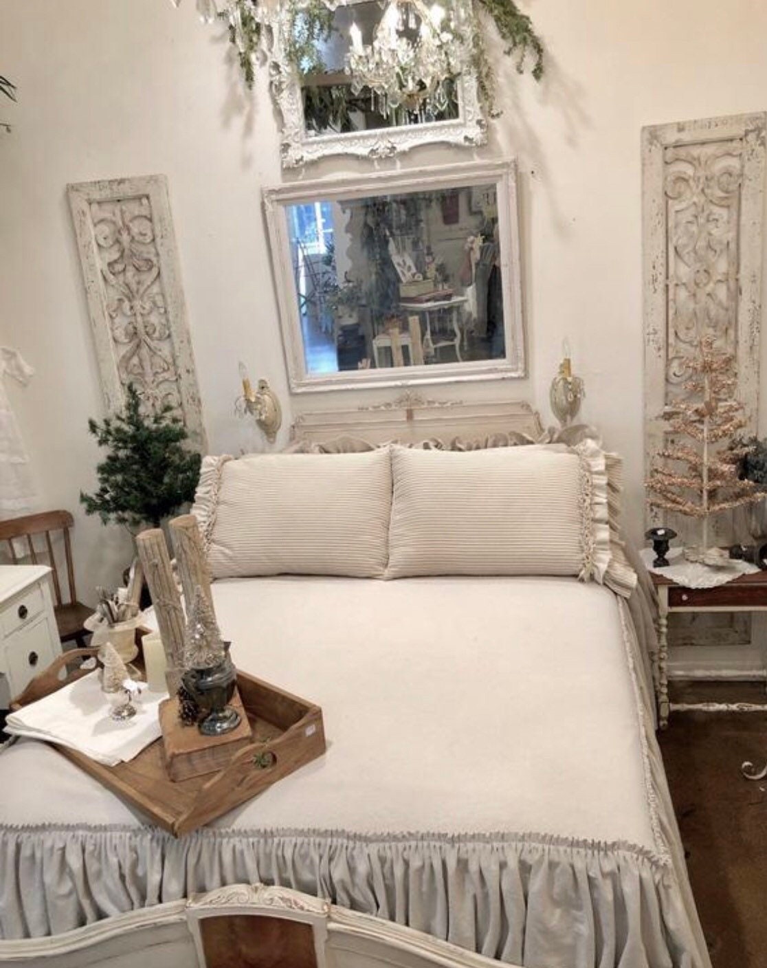 Canvas Linen Custom Bed Cover,bedspread,skirted Coverlet,ivory White ...