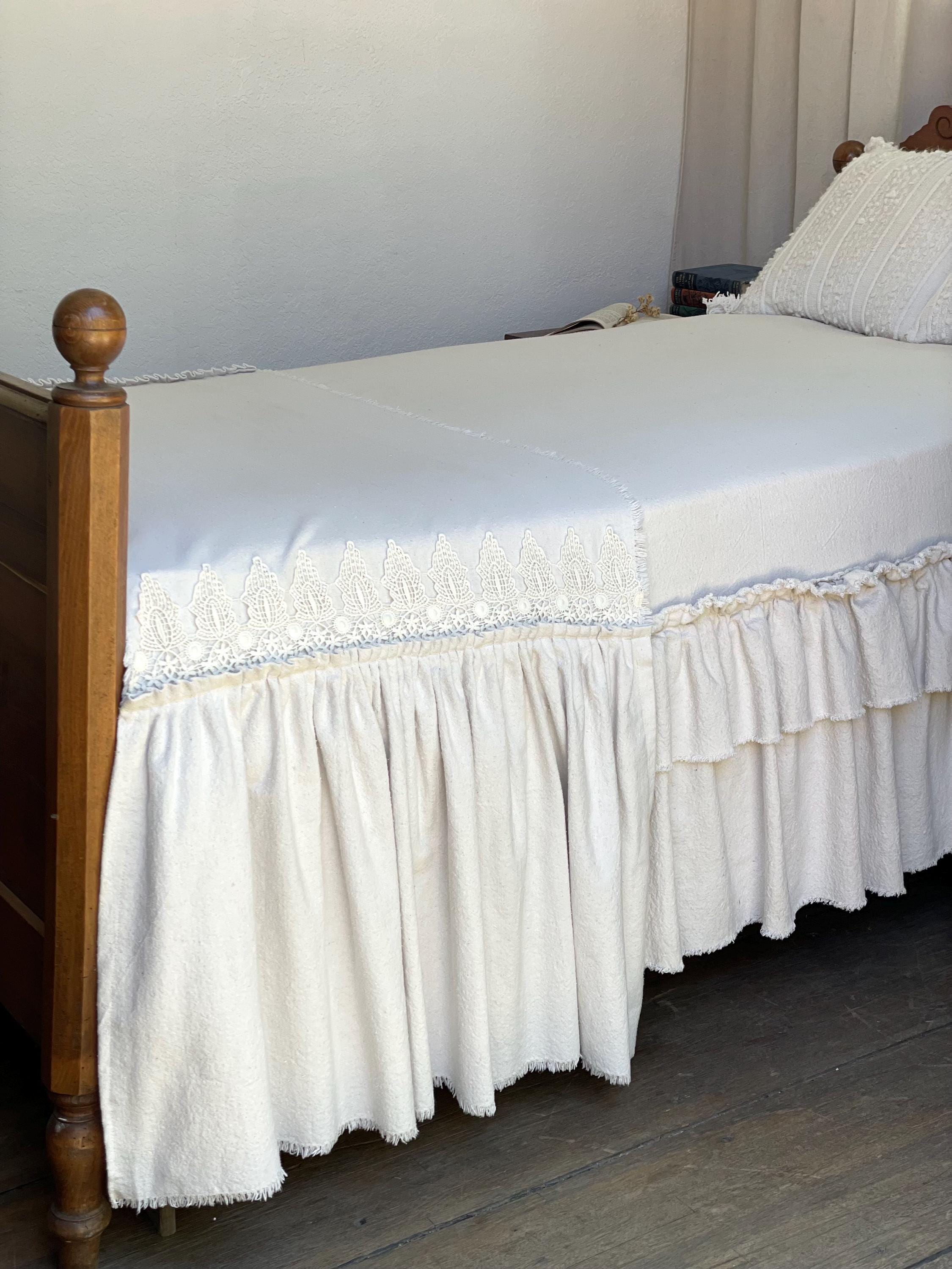 Custom Bed Scarf With Elegant Cotton Lace|bed Runner With Long Ruffle ...