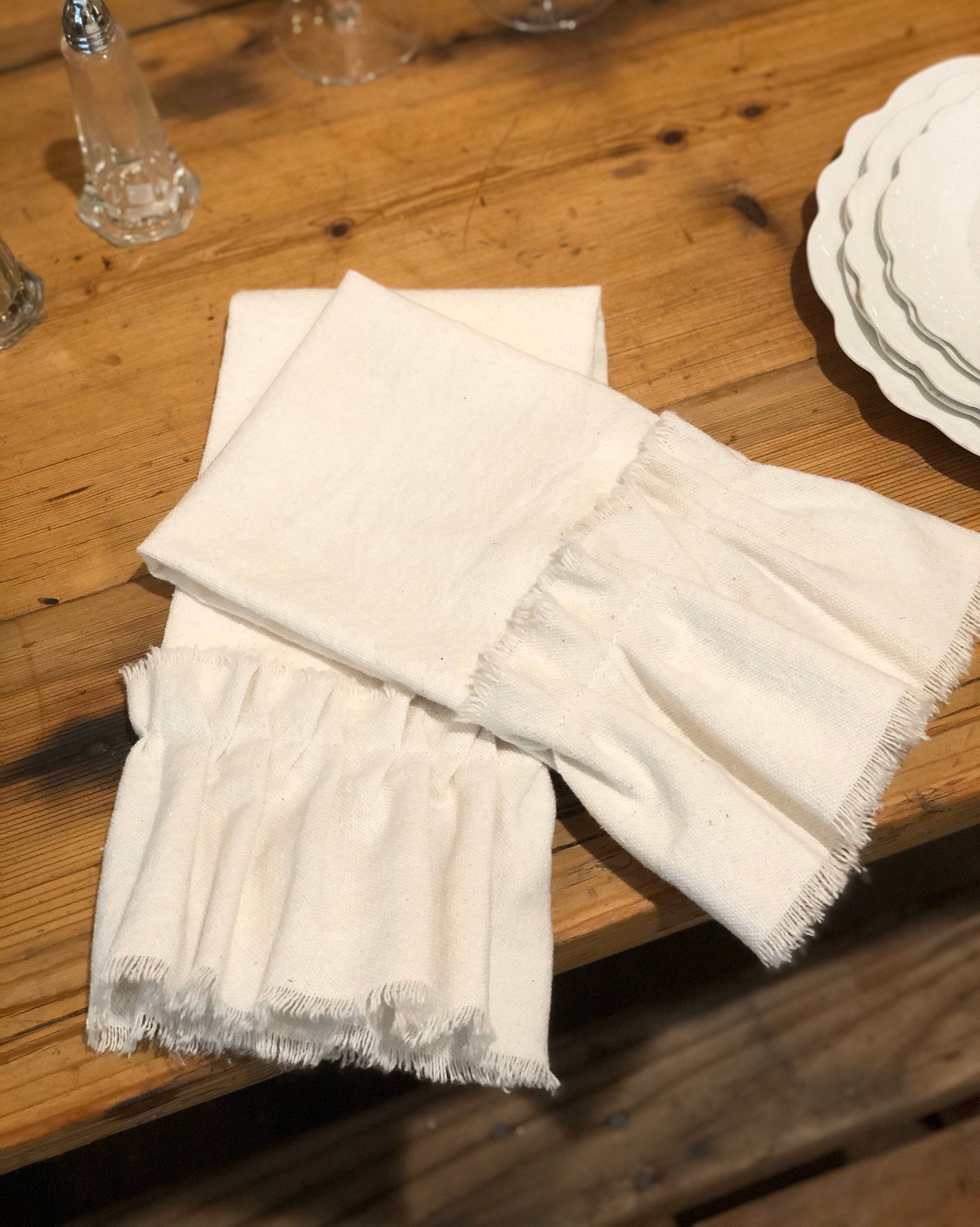 Custom Cotton Linen Creamy WhiteRustic Fringes Ruffles | Etsy