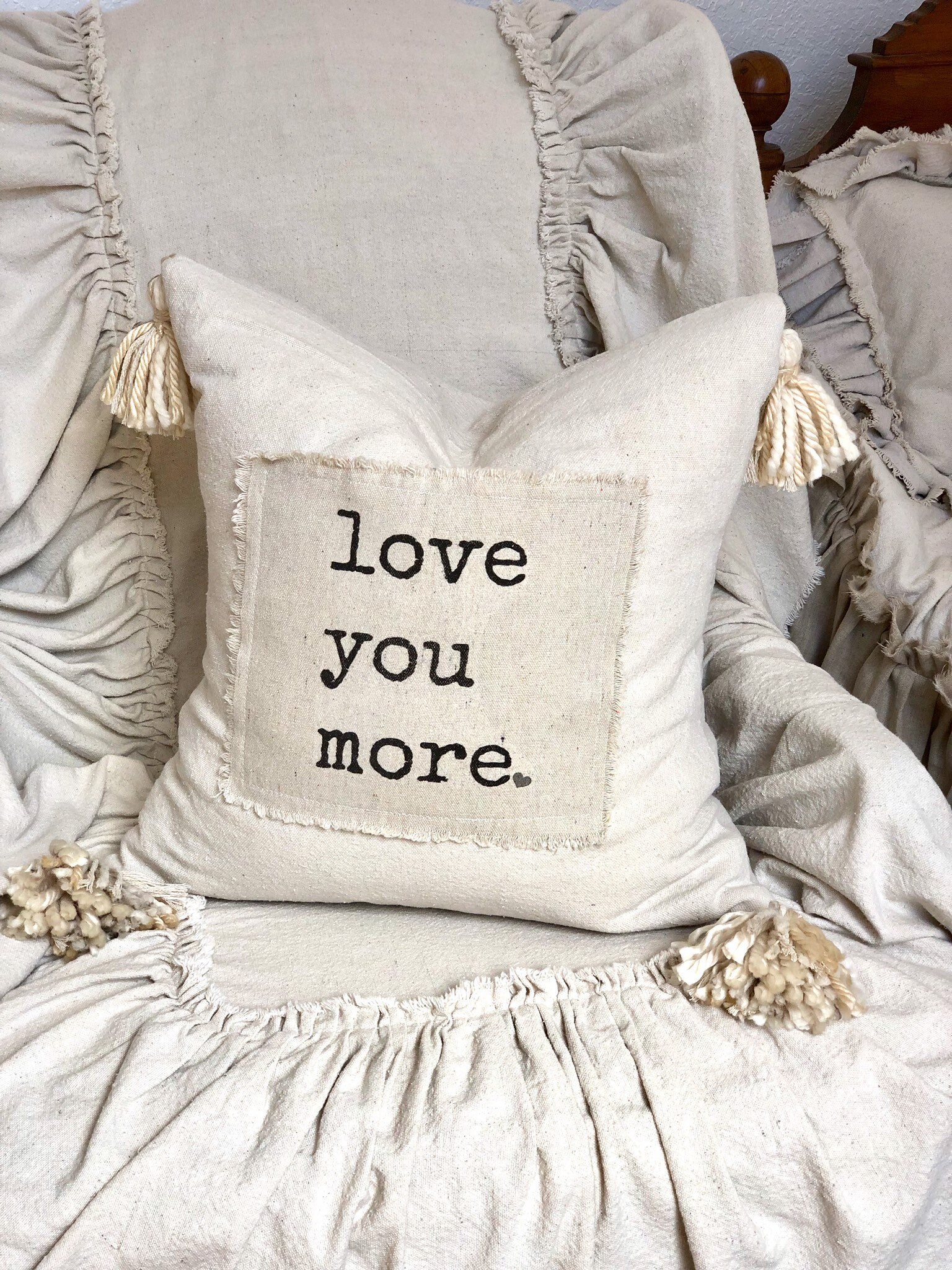 Custom Handmade Pillow Cover with SayingLove you moreIvory | Etsy