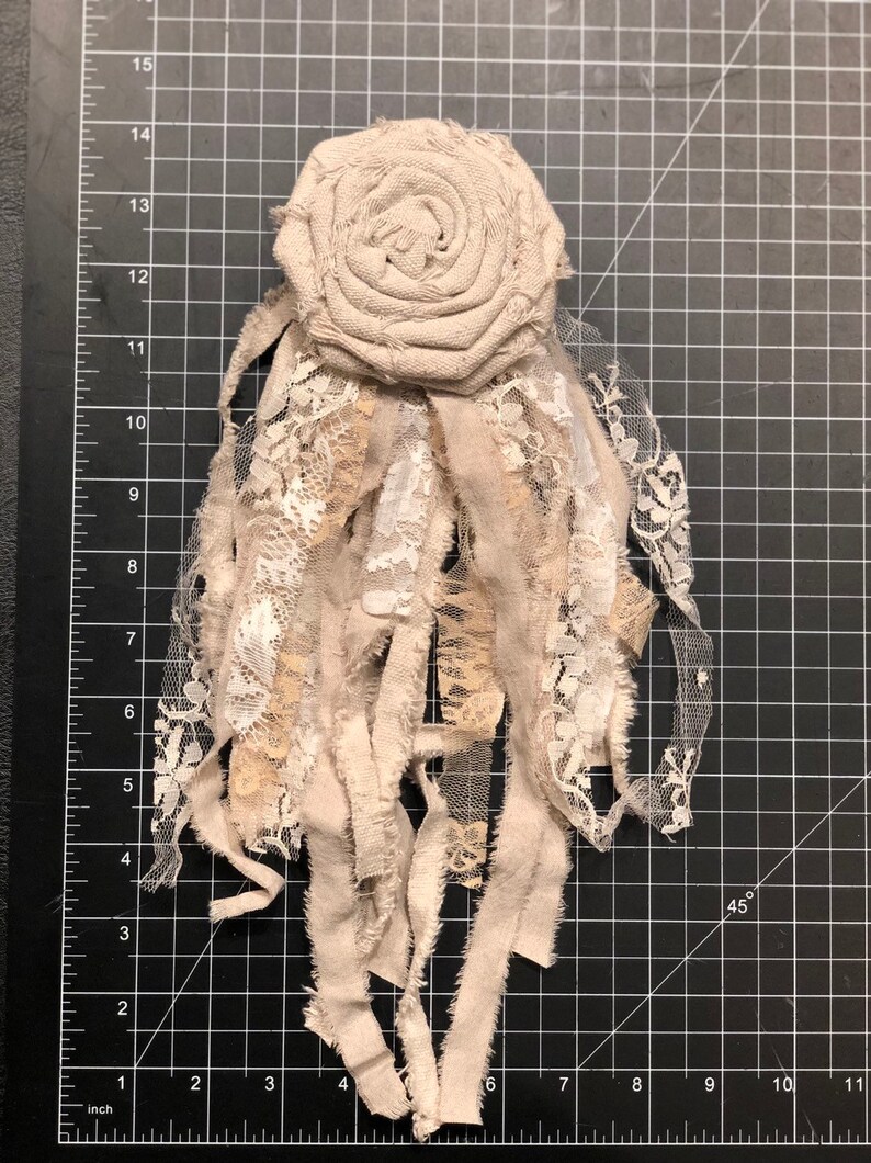 Knotted fabric decoration with cotton canvas rose Small Pin | Etsy