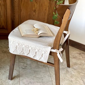 Custom Dining Chair Seat Cover With Lace|cotton Handmade Slipcover|fits ...