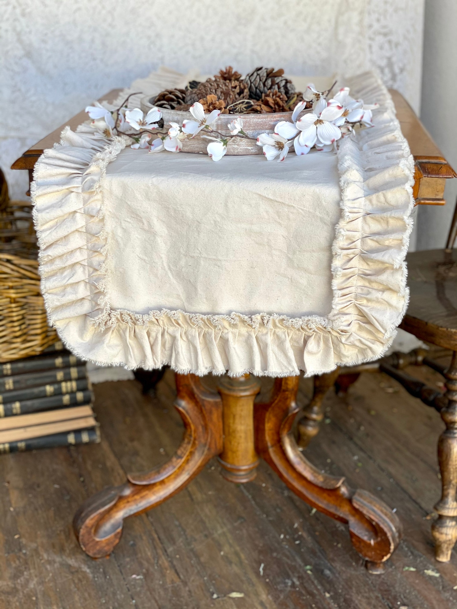 Custom Table Runner or Dresser Runner With Rufflesivory - Etsy