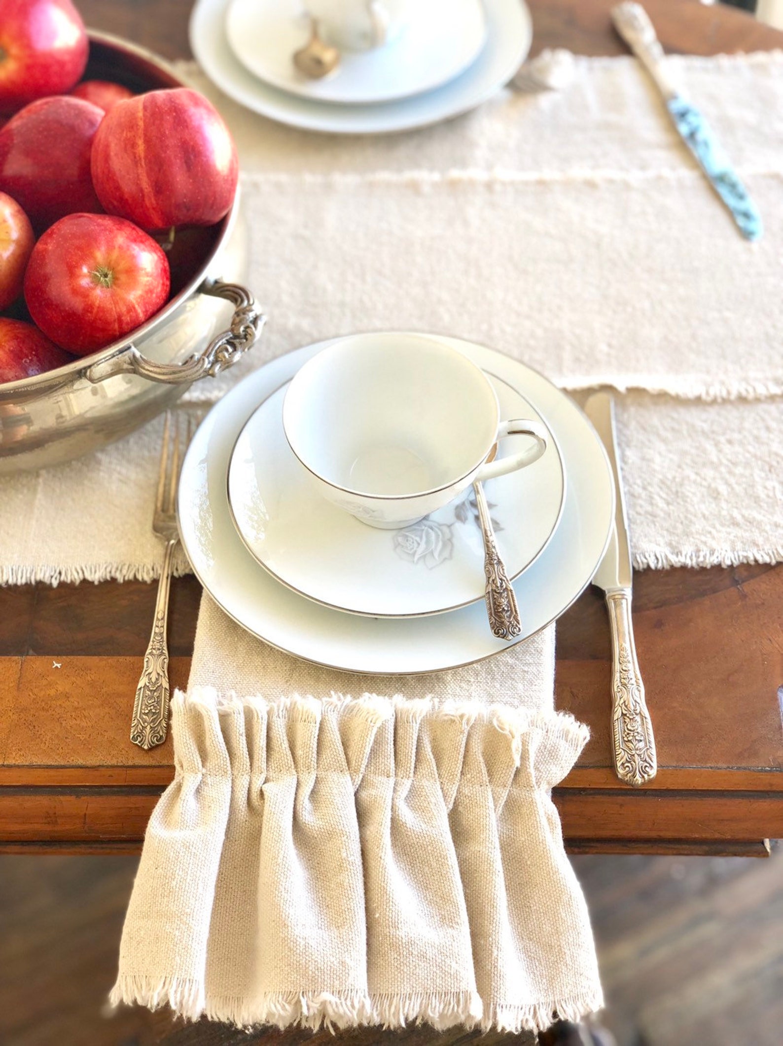 Modern Farmhouse Cotton Napkins,rustic Fringes Ruffled Napkin,soft ...
