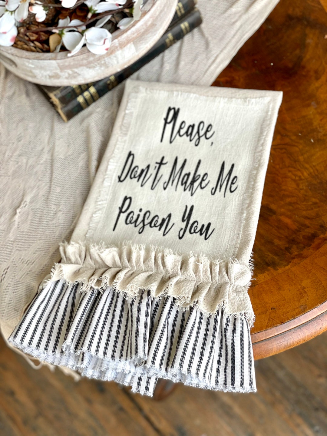 Unique Kitchen Towels W Ruffles,ivory,bathroom Towel,don’t Make Me ...