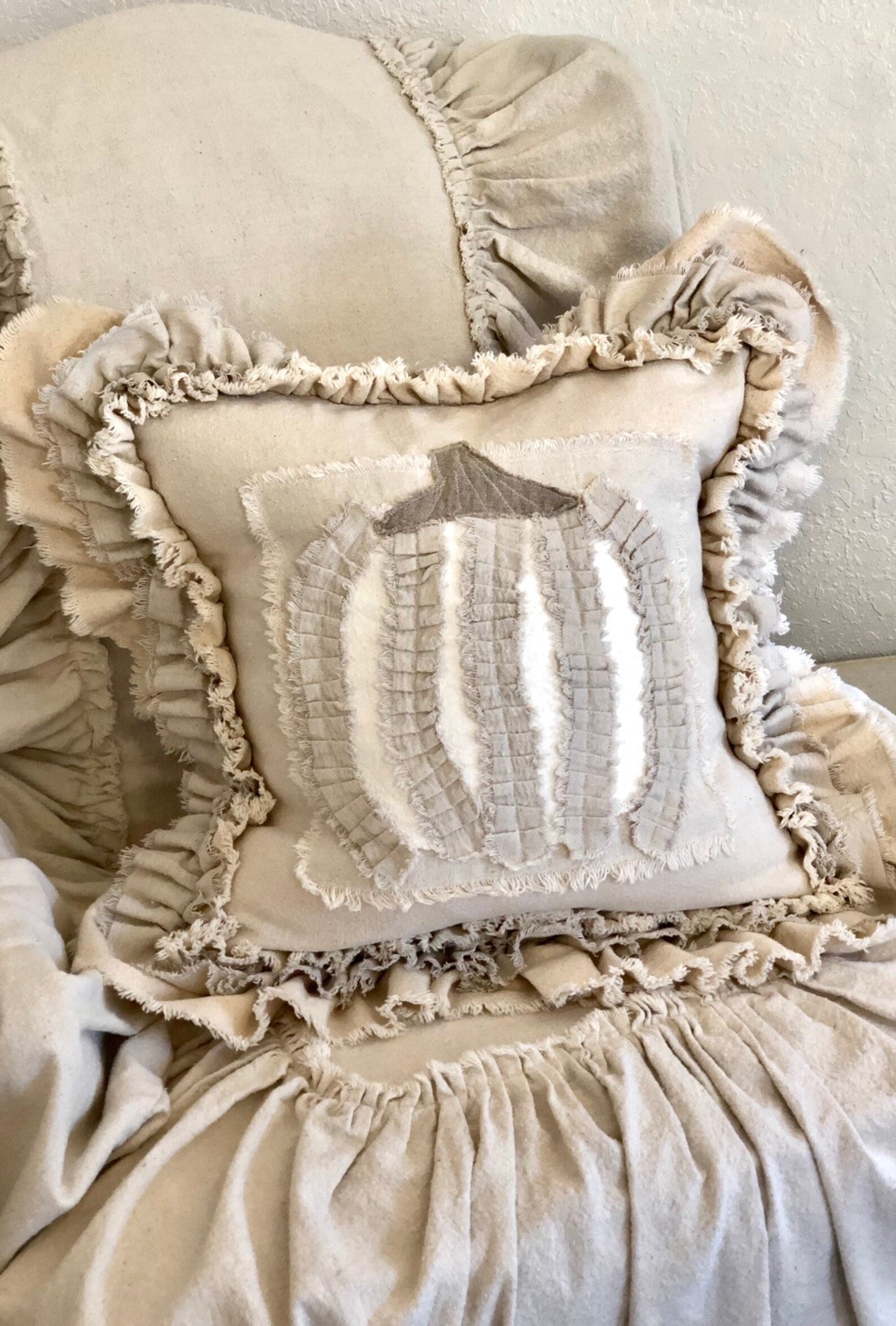 Custom Pillow Case with Ruffled PumpkinHandmade PillowFrench | Etsy