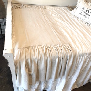 Custom Bed Scarf,bed Runner,long Ruffle,ivory White,linen Cotton Canvas ...